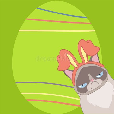 Easter Card With An Angry Cat In Rabbit Ears Stock Vector
