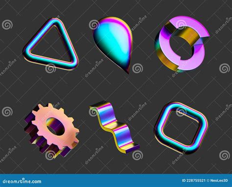 Geometric Iridescent Tribal Futuristic Render 3d Shape Dynamic Metallic Graphic Asset Stock