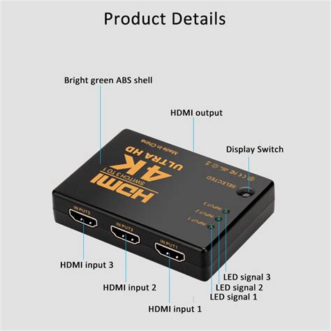 Hdmi Switch 3 To 1 Computer 4k Connector 3 In 1 Ou Grandado