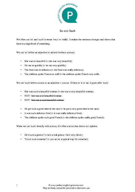 So And Such Explanation Perfect English Grammar So And Such We Often Use So And Such