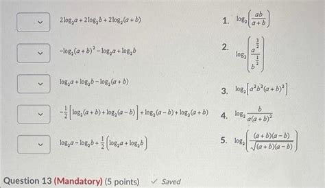 solved 2log a 2log b 2log a b 1 log ab a b 2