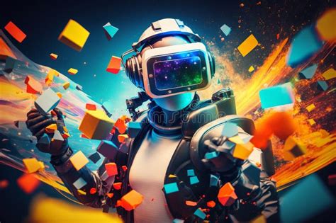 Young Man Using Virtual Reality Headset Vr Glasses Futuristic Technology Online Education