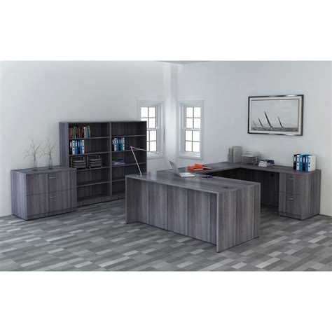 Llr 69546 Lorell Weathered Charcoal Laminate Desk Shell Lorell