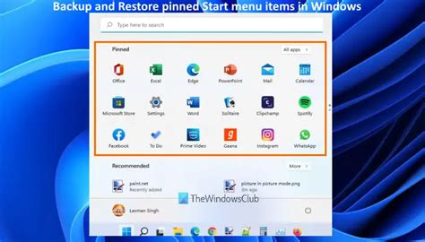 How To Backup And Restore Items Pinned To Start Menu In Windows 11 10