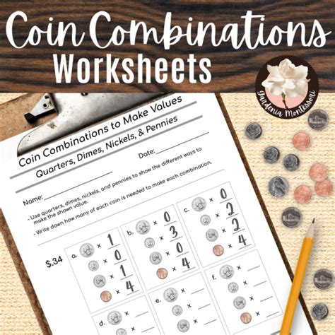 Coin Permutations And Combinations Counting Coins Worksheets Montessori Money Made By Teachers