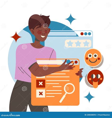 Man Character With Search Box Working With Information Analyzing And Browsing Data Vector