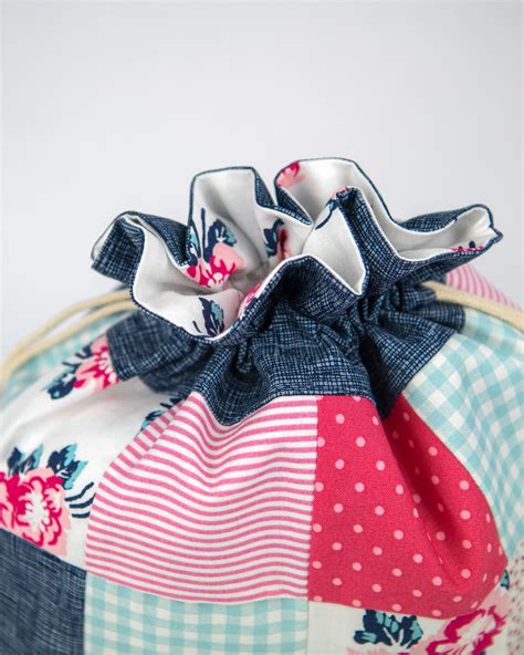 Patchwork Ruffle Top Drawstring Bag Pdf Pattern Sewing Etsy