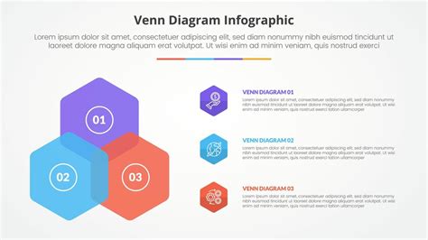 스라이드 프레젠테이션을 위한 벤 다이어그램 인포그래픽 개념 육각형 피라미드 삼각형 구조 4점 목록 평평한 스타일 무료 벡터