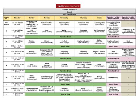 Class 9 Timetable 2023 24 Pdf