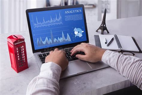 Top View Of A Businessman Laptop Computer With Analytics Data Concept