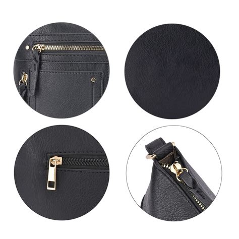Buy Black Color Faux Leather Crossbody Bag With Shoulder Strap At Shoplc