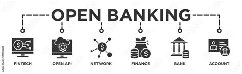 Open Banking Banner Web Icon Vector Illustration Concept For Financial Technology With An Icon