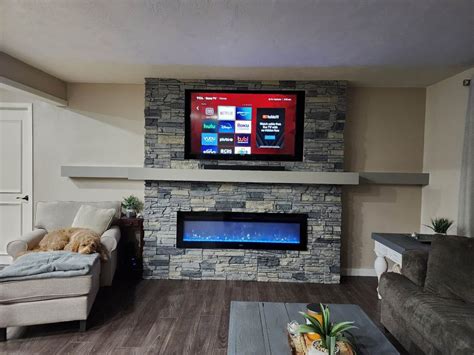 Ronnys Diy Faux Stone Linear Fireplace Design Genstone