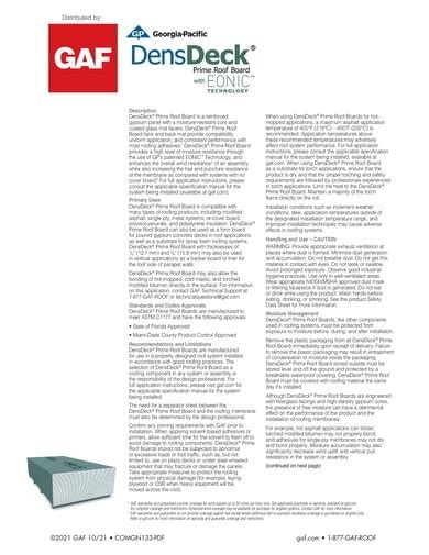 Densdeck® Prime Roof Board Gaf Commercial Roofing
