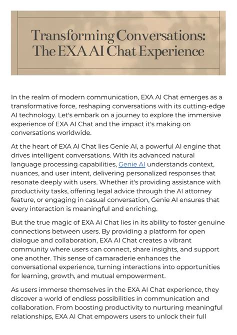 Ppt Transforming Conversations The Exa Ai Chat Experience Powerpoint Presentation Id13118821