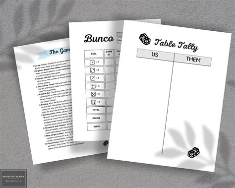 Printable Bunco Score Sheets Game Night Cards Tally And Rules Pdf Etsy
