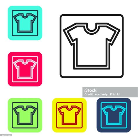 검은 선 바느질 패턴 아이콘은 흰색 배경에 분리되어 있습니다 재봉 표시 색상 사각형 버튼으로 아이콘을 설정합니다 벡터 3차원 형태에 대한 스톡 벡터 아트 및 기타 이미지