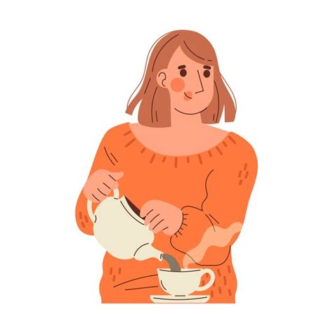 커피를 마시는 만화 캐릭터 일러스트레이션 무료 Psd 파일