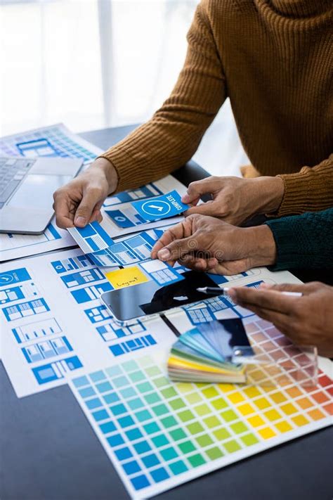 Brainstorming App Ideas Creative Web Design Planning And Development Templates Stock Image