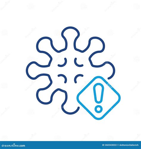 Virus Warning Alert Color Line Icon Bacteria And Warning Sign Linear Icon Infection Alert