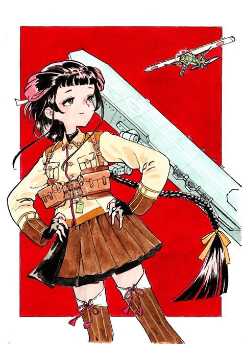 Itohan Yamashio Maru Kancolle Kantai Collection Highres 1girl Aircraft Black Gloves