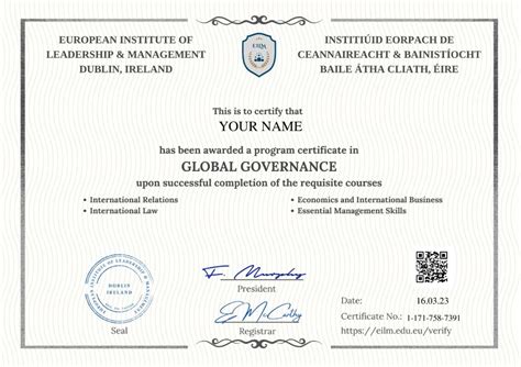 Program Certificate In Global Governance Eilmedueu
