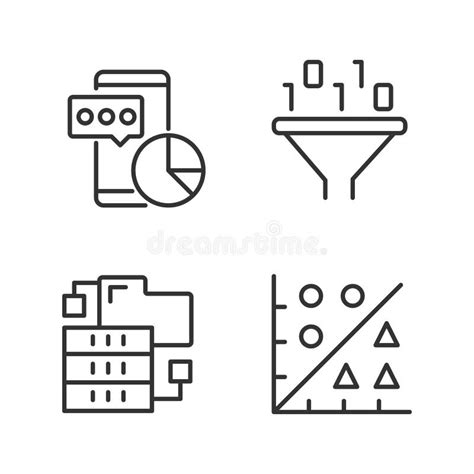 Data Mining Tools Lineare Perfekte Pixel Icons Vektor Abbildung Illustration Von Erforschung