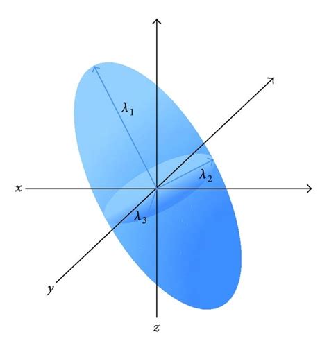 elliptical representation of a diffusion tensor with the 3 main axes