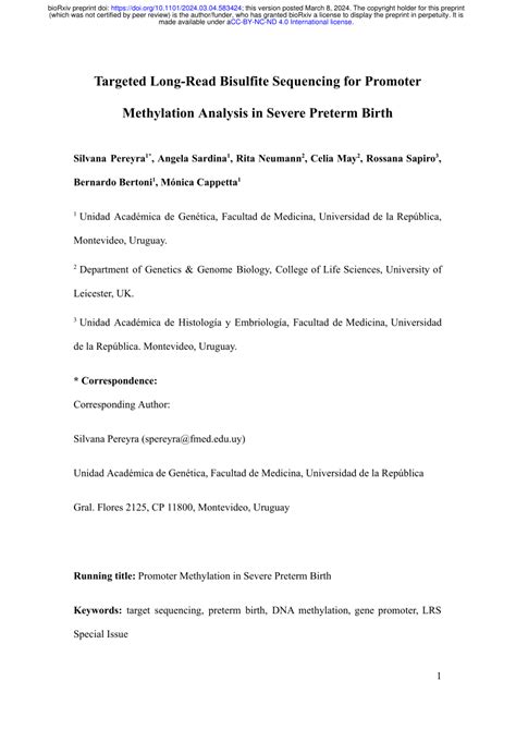 Pdf Targeted Long Read Bisulfite Sequencing For Promoter Methylation Analysis In Severe