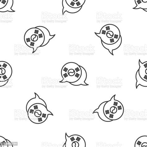 회색 라인 한국 플래그 아이콘 흰색 배경에 절연 원활한 패턴 벡터 기에 대한 스톡 벡터 아트 및 기타 이미지 기 남쪽 패턴 Istock