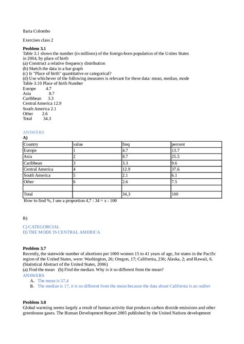 Data Analysis Esercizi Di Statistica Docsity
