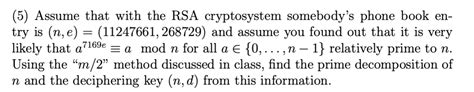 solved 5 assume that with the rsa cryptosystem somebody s