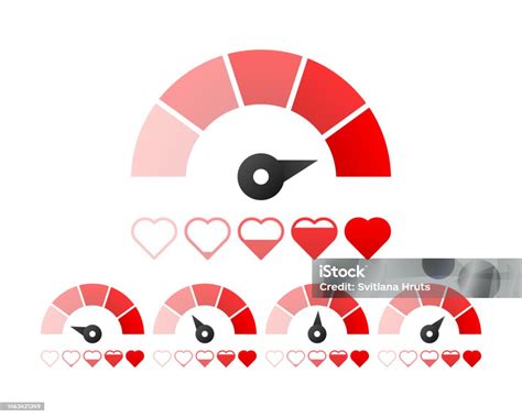 사랑 측정기 부하 표시기 빨간 심장을 가진 사랑 센서 개념 Ui 인터페이스 벡터 그림입니다 등급매기기에 대한 스톡 벡터 아트 및 기타 이미지 Istock