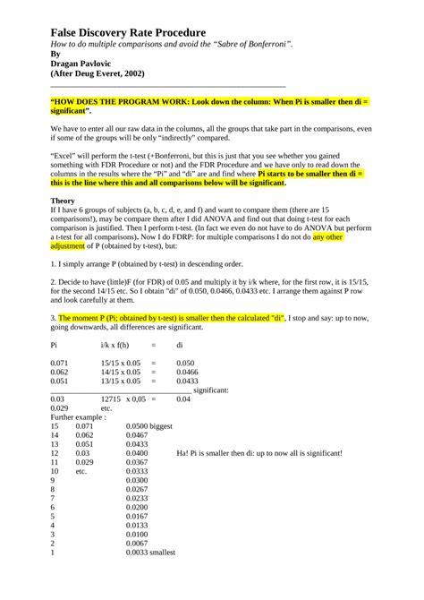PDF False Discovery Rate Procedure My Explanation