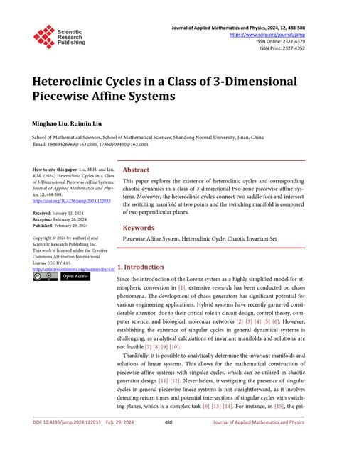 Pdf Heteroclinic Cycles In A Class Of 3 Dimensional Piecewise Affine Systems