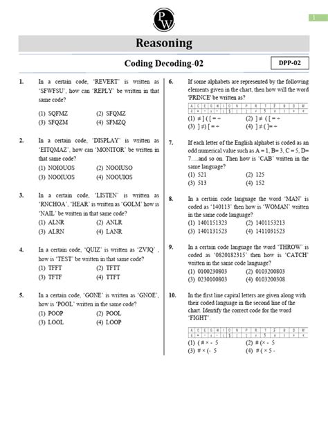 Coding Decoding Dpp 02 English Pdf