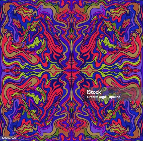 파도 장식 배경 환각 생생한 만다라 추상 초현실적 인 프랙탈 패턴 벡터는 판타지 일러스트레이션을 미러합니다 0명에 대한 스톡 벡터 아트 및 기타 이미지 Istock