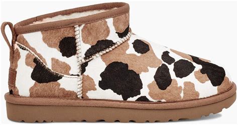Ugg Wool Classic Ultra Mini Cow Print In Chestnut Brown Lyst