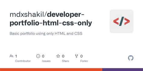 Github Mdxshakildeveloper Portfolio Html Css Only Basic Portfolio