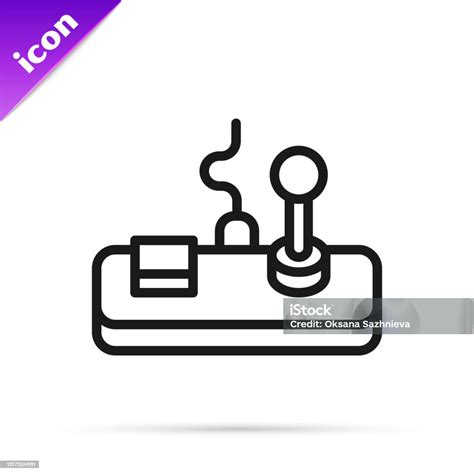 Vetores De Linha Preta Ícone Do Gamepad Isolado No Fundo Branco Controlador De Jogo Vetor E Mais