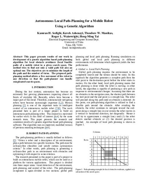pdf autonomous local path planning for a mobile robot using a genetic