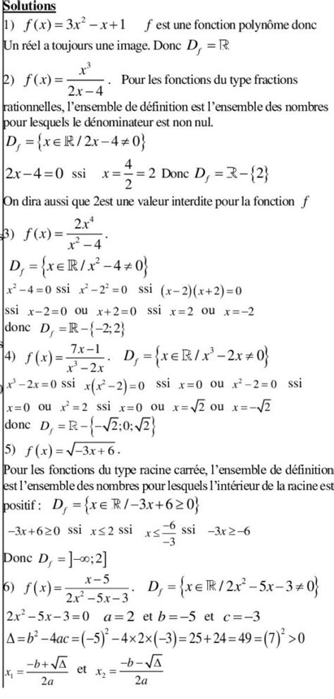 Généralités Sur Les Fonctions Exercices Corrigés