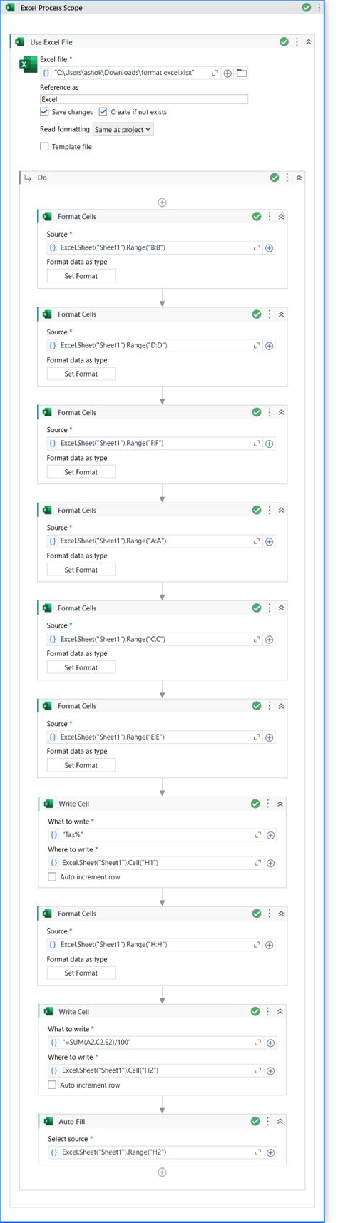 Formatting And Addition Of The Formula In Excel Activities Uipath
