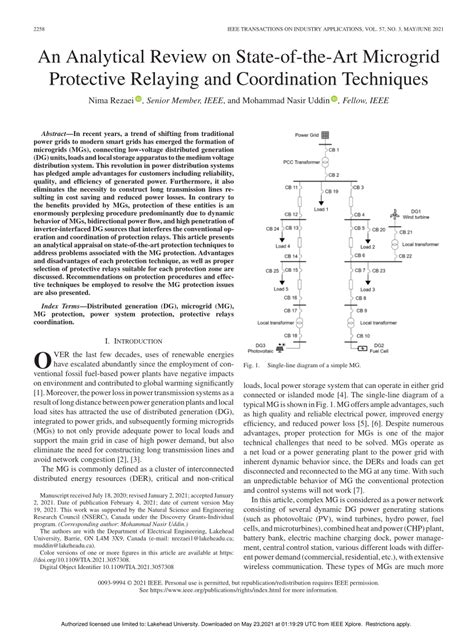Pdf An Analytical Review On State Of The Art Microgrid Protective Relaying And Coordination