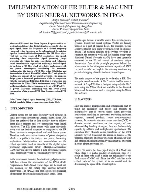 Implementation Of Fir Filter Amp Mac Unit By Using Neural Networks In Fpga Pdf Hardware
