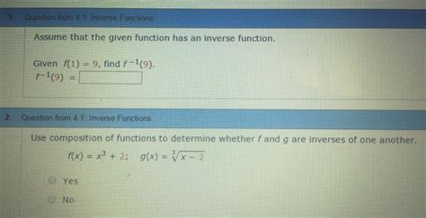 solved assume that the given function has an inverse