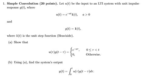 Solved 1 Simple Convolution 20 Points Let U T Be The
