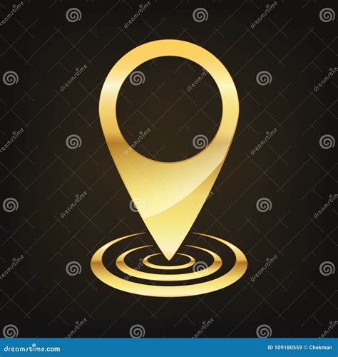 Golden Map Pointer Icon Vector Illustration Stock Illustration