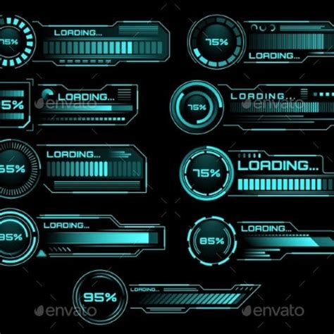 Futuristic Hud Loading Progress Bars Interface