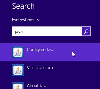 Configure Java Panel